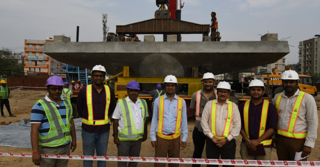 First Pier Cap For Elevated Corridor-I Launched Near Mithapur Metro ...